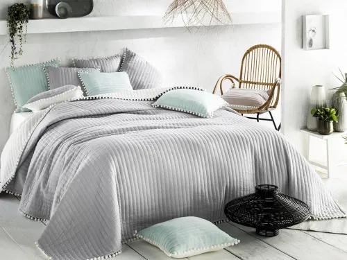 Přehoz na postel v šedé barvě bez motívu 200 x 220 cm