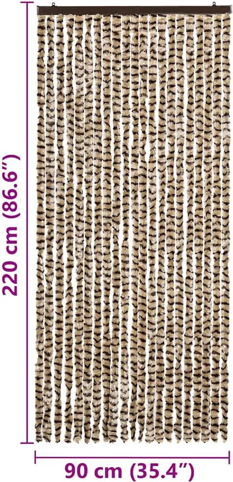 Závěs proti hmyzu béžový a hnědý 90 x 220 cm Chenille 325449