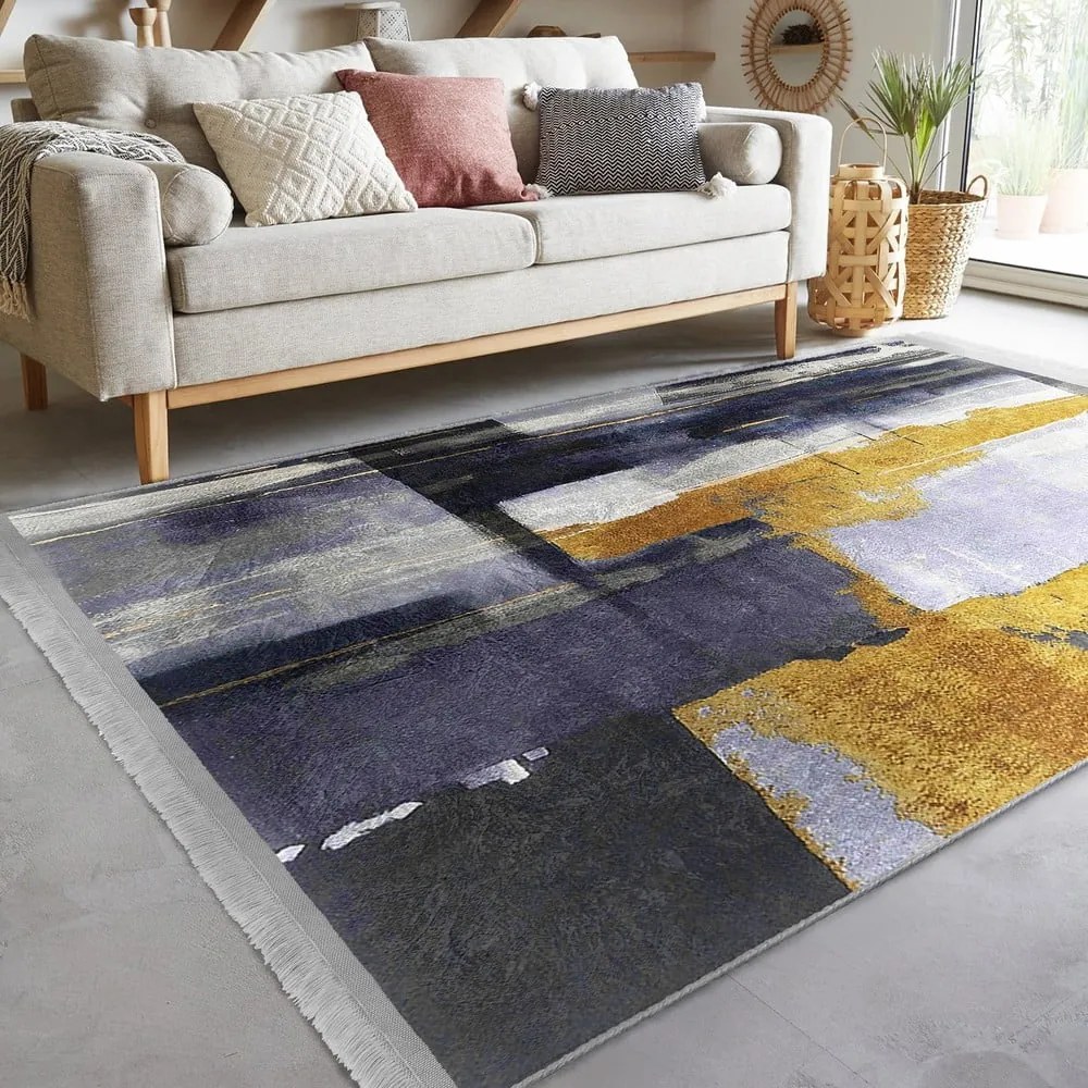 Žluto-tmavě modrý pratelný koberec 160x230 cm Unique – Mila Home