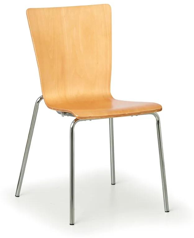 B2B Partner Dřevěná židle s chromovannou konstrukcí CALGARY, přírodní