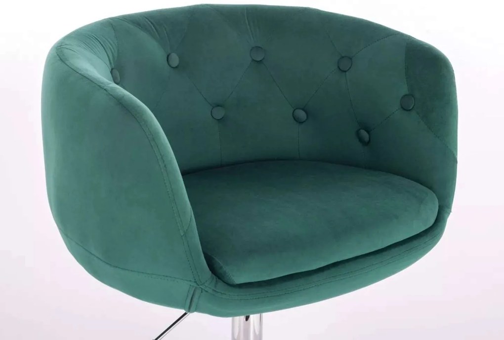 LuxuryForm DESIGN Barová židle MONTANA VELUR na stříbrné kulaté podstavě - zelená