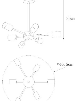 Zuma Line A8100-6 - Lustr na tyči MANDI 6xE27/40W/230V černá/zlatá