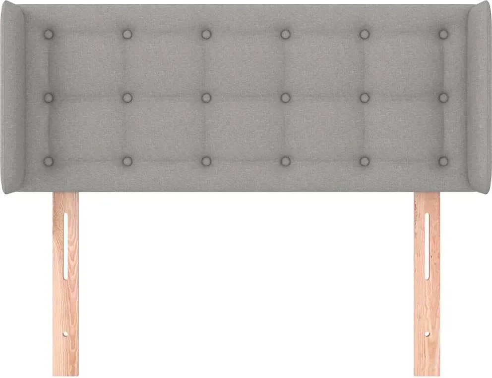 Čelo postele typu ušák světle šedé 103x16x78/88 cm textil 3119192