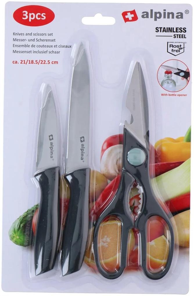 Sada kuchyňských nožů a nůžek Alpina, 3 ks