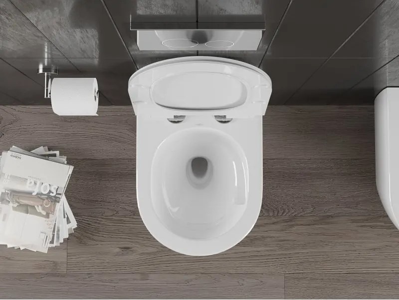 Mexen Carmen, závěsná WC mísa 490x365x340 mm, Rimless Tornádo + WC sedátko z duroplastu, bílá lesklá, 30880100T