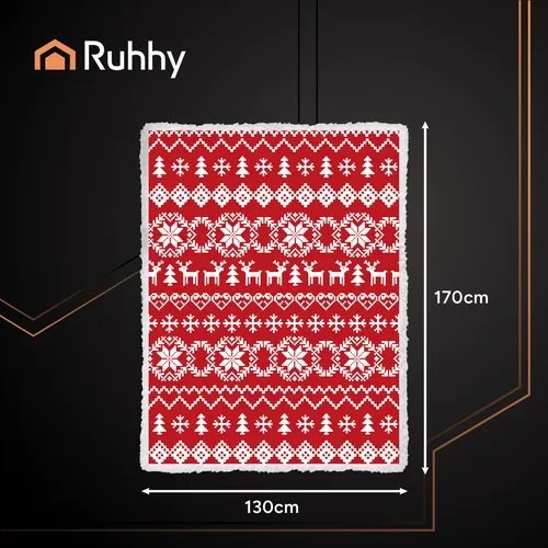 Deka s vánočním motivem 130 x 170 cm Ruhhy 26610, červená