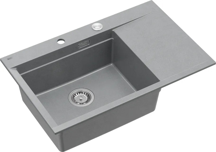 Šedý kuchyňský granitový dřez QUADRON Josh 111 s příslušenstvím bez baterie