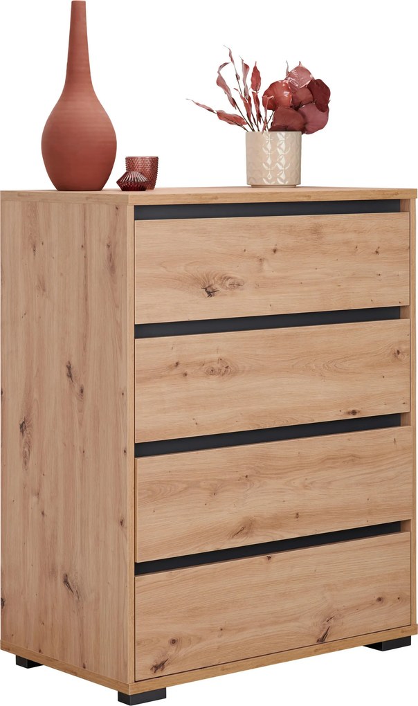 XXXLutz KOMODA, antracitová, barvy dubu, 80/103/48 cm Carryhome - Široké komody - 000003003302