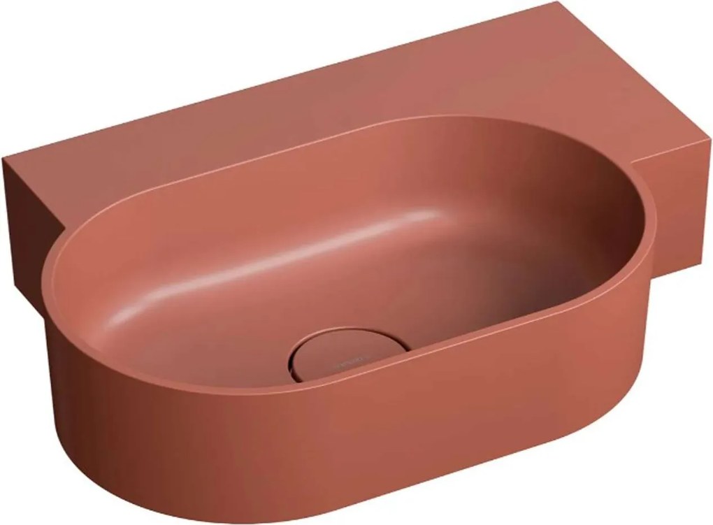 OMNIRES Ovo M+ - Umyvadlo 56x39 cm, bez přepadu, bez otvoru pro baterii, pravé, červená OVO555UWPTE