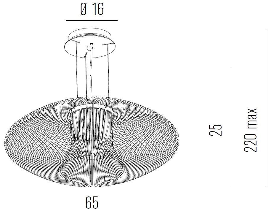 Metal Lux 240.065.02 Impossible A, bílé drátěné svítidlo, 1x15W LED 2700K, prům.65cm