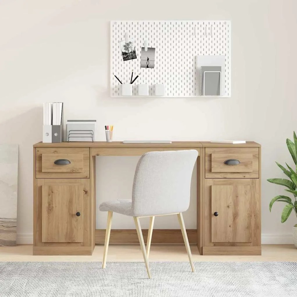 Stůl s kabinetem Artisanový dub Kompozitní dřevo 3402678