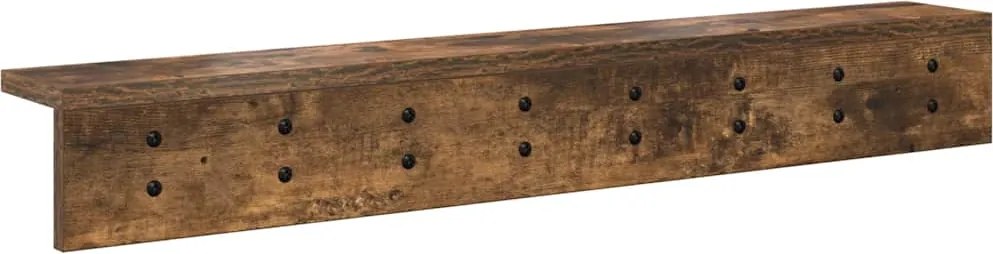 věšák, nástěnný, s poličkou, kompozitní dřevo, 10,5x80x10,5 cm, kouřový dub, Dekorino TK20260045