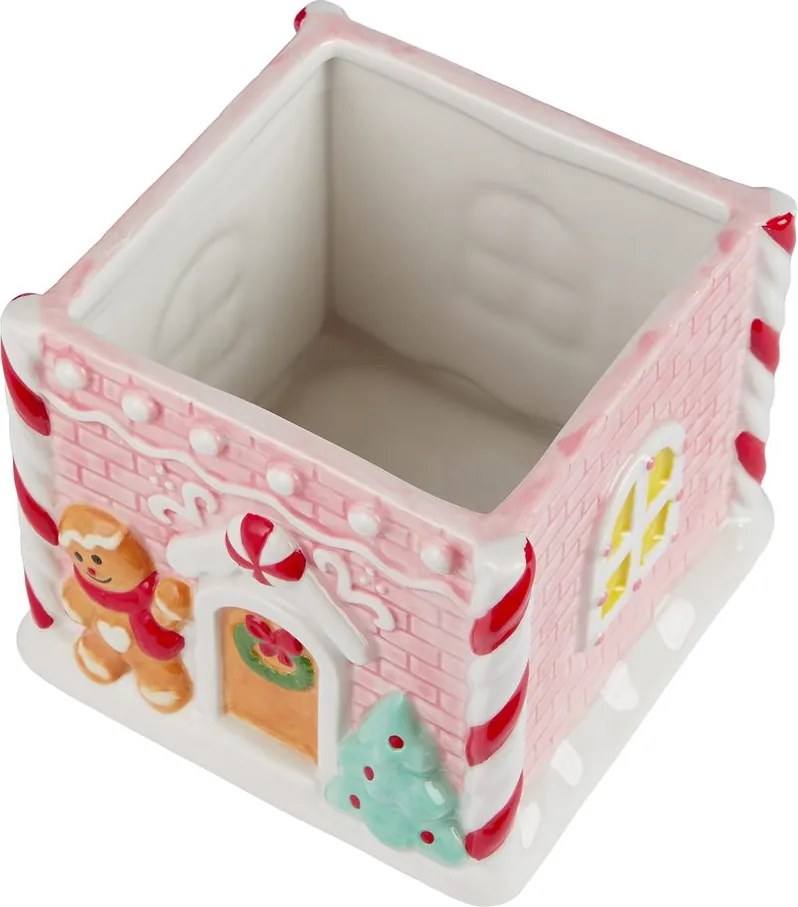 SWEET X-MAS Dóza na sušenky perníková chaloupka - růžová
