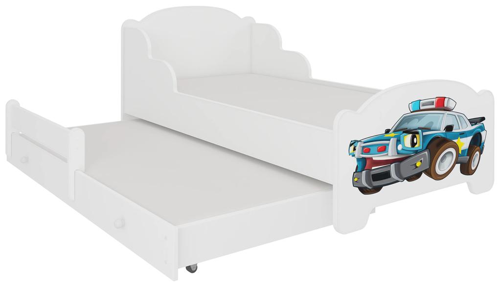 Dětská postel s matracemi AMADIS II 160x80 Motiv: LETADLO S TRANSPARENTEM