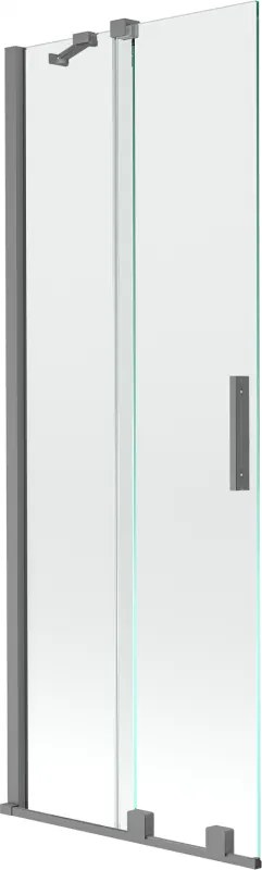 Mexen Velar, 2-křídlová posuvná vanová zástěna 70 x 150 cm, 8mm čiré sklo, broušený grafit, 896-070-000-01-95