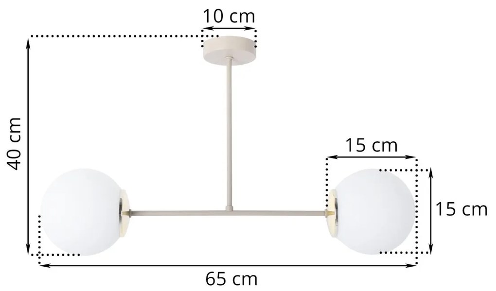 Stropní svítidlo Florence, 2x bílé skleněné stínítko, be/g