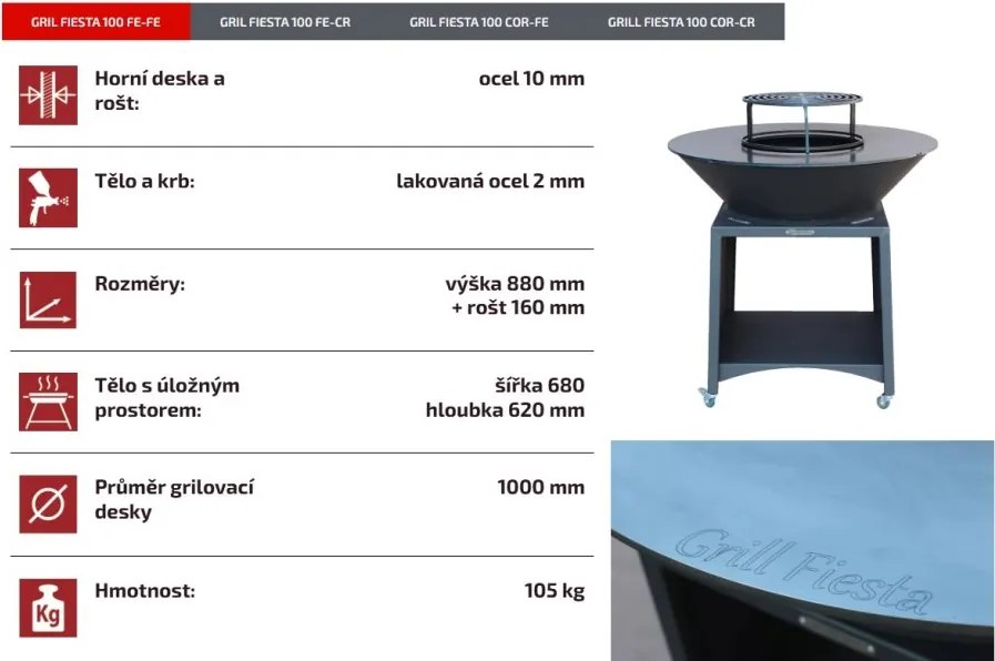 PRO-TERMO Grilovací ohniště FIESTA FE-FE 100 - černé