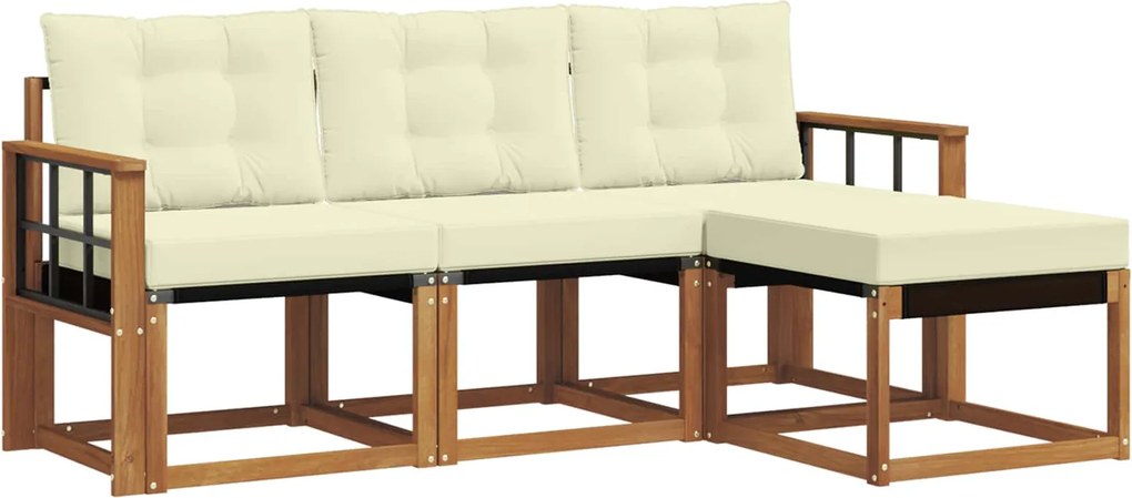 Venkovní pohovková souprava 4 ks Přirozená a Krémová 3368549