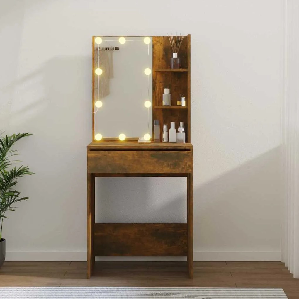vidaXL Toaletní stolek s LED 60 x 40 x 140 cm [808832] Barva: šedá sonoma