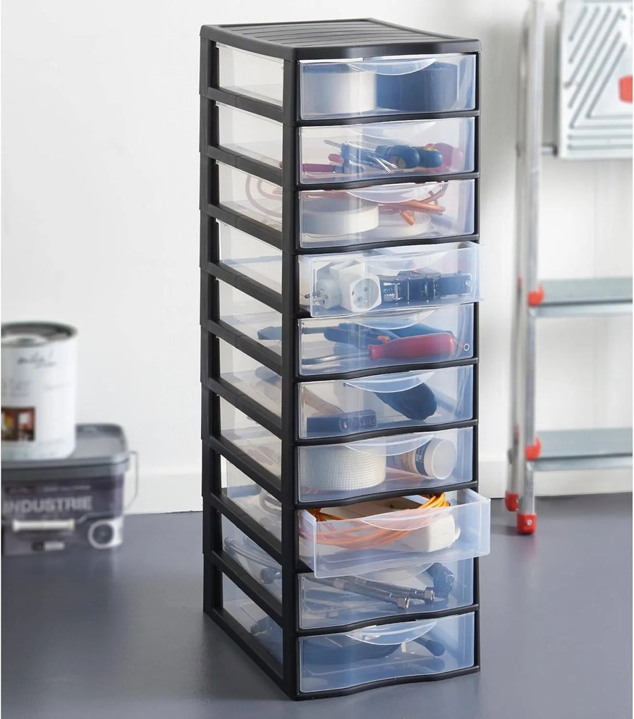SUNDIS Úložný box s 10 zásuvkami, antracit, OFFICEMIX A4 10A