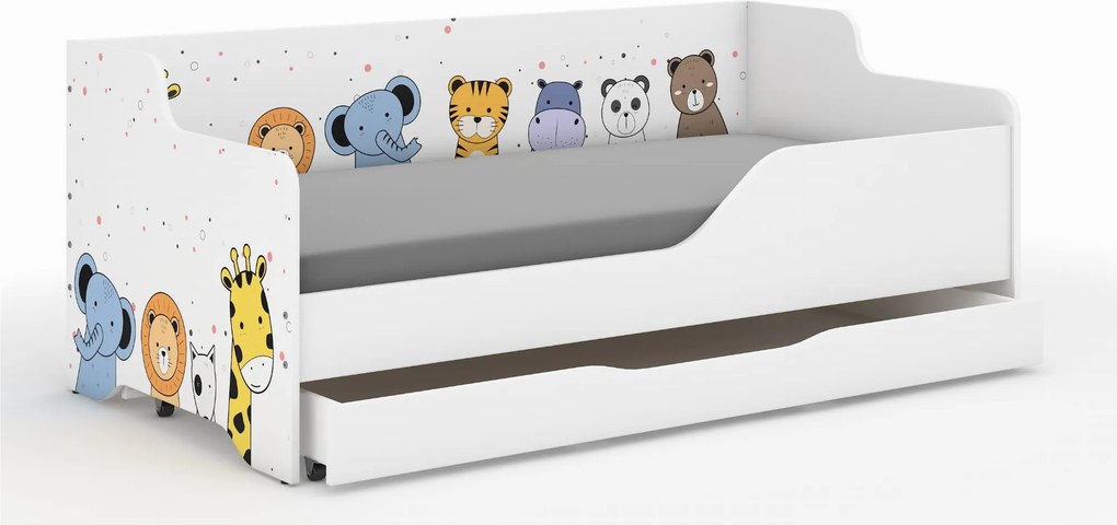 Wooden Toys Dětská postel LILU 160x80 MINI ZOO – sada