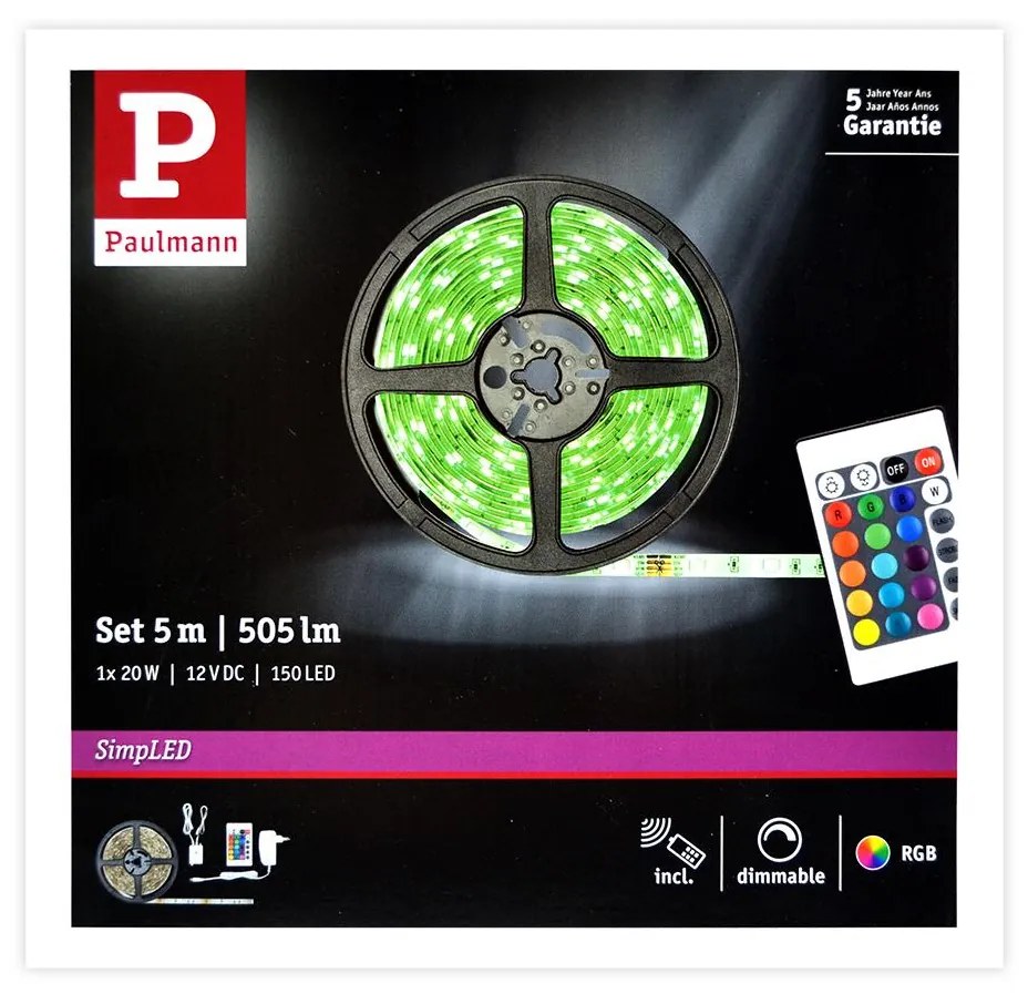 Paulmann | Paulmann 78978 - LED RGB/20W Stmívatelný pásek SIMPLED 5m 230V + DO | W1628