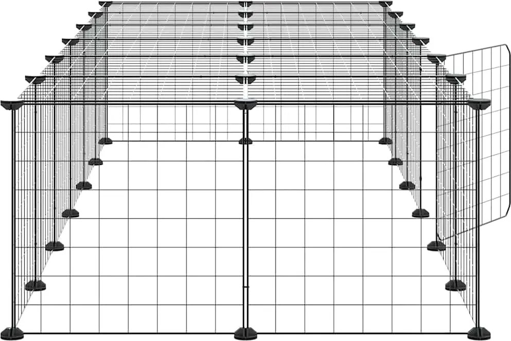 28panelová ohrádka pro zvířata s dvířky černá 210 x 70 x 35 cm ocel 3114056