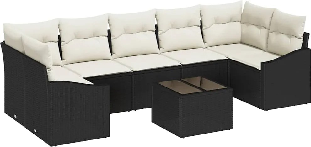 Set pohovek 8 ks Černá a krémová polyratan 3355306