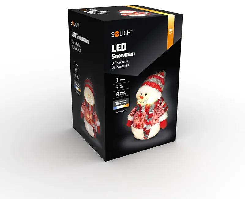 Solight LED sněhulák, 26cm, 6x LED, IP20, 3x AA