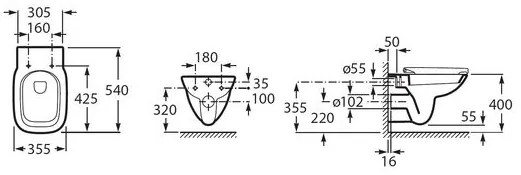 Roca Debba WC závěsné Rimless A34699L000