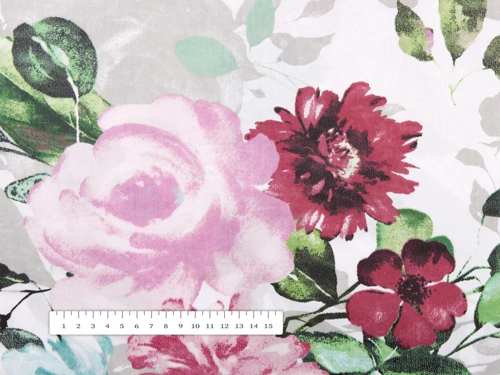 Biante Bavlněné prostírání na stůl Sandra SA-220 Velké růžové květy 35x45 cm