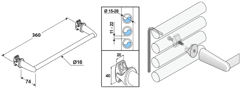 Aqualine IDR-40 sušák ručníků na otopná tělesa 36 cm bílý Koupelny Bernold