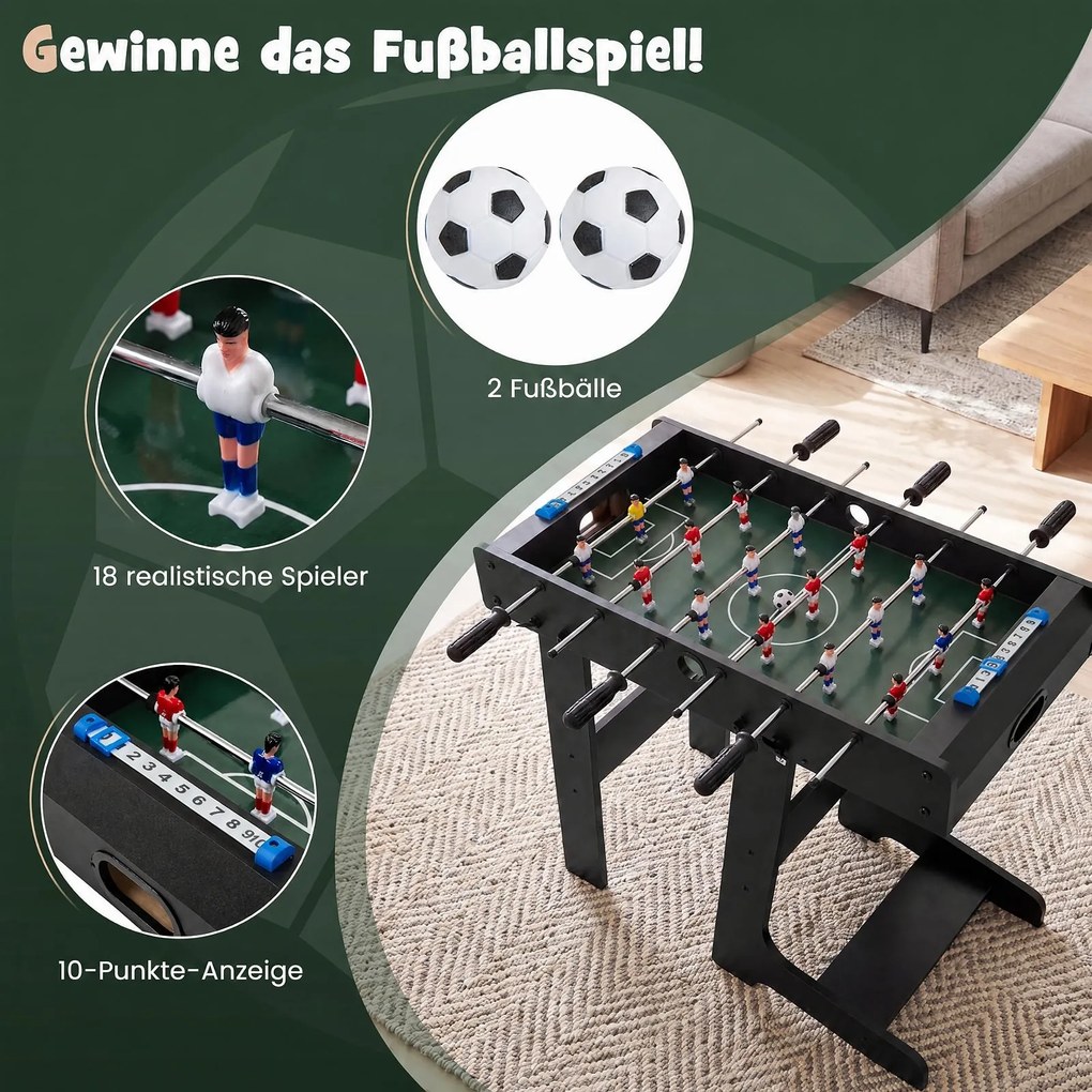 Costway Foosballový stůl Prostorově úsporný s robustní rukojetí