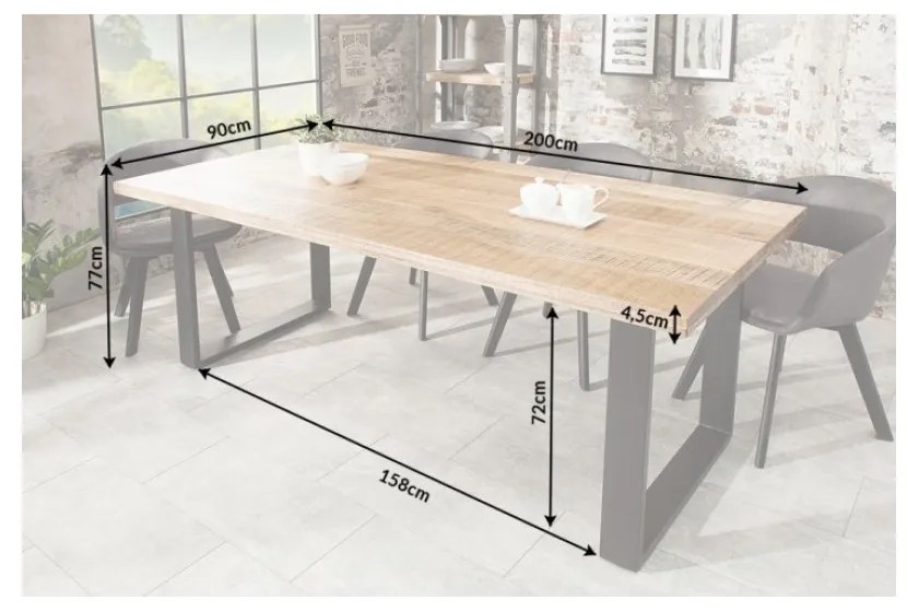 Massive home | Designový jídelní stůl z masivu Iron Craft Mango 180cm 45mm