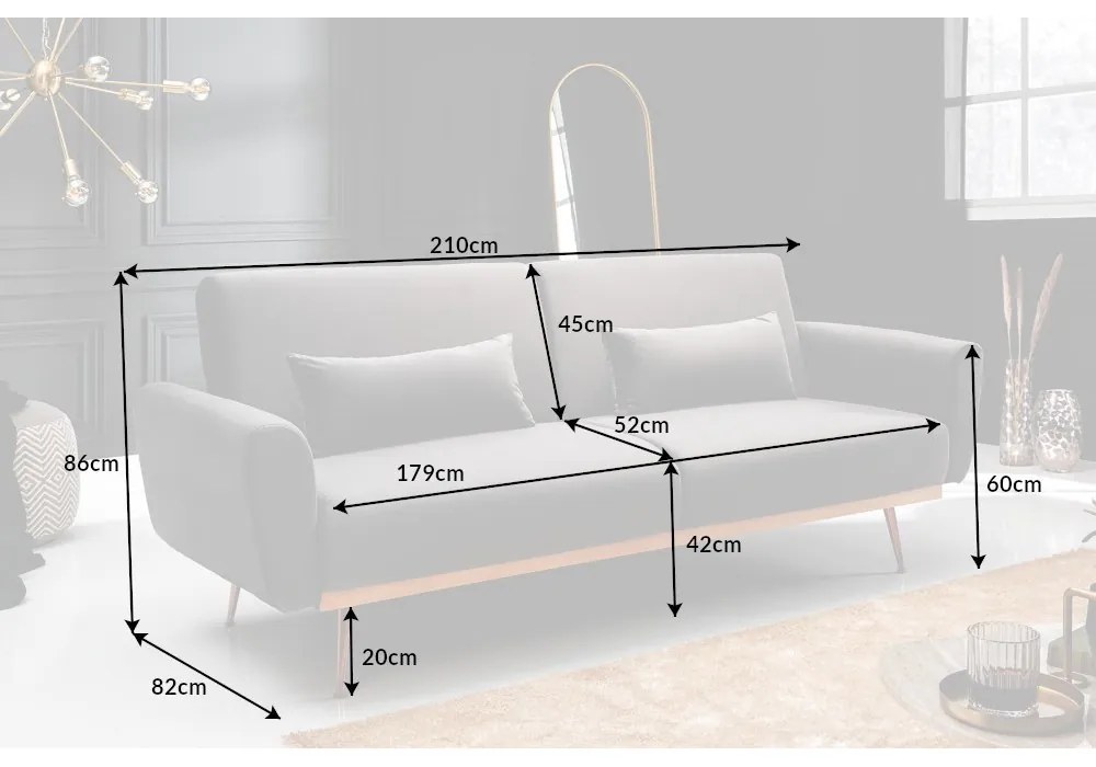 Massive home | Retro rozkládací pohovka Bellezza  210 cm antik šedá 39915