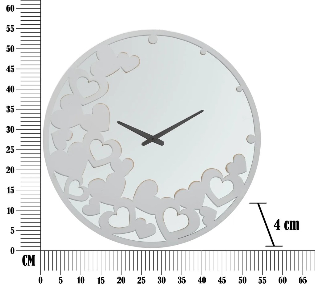 Bílé nástěnné hodiny Mauro Ferretti Heart, 55x4 cm