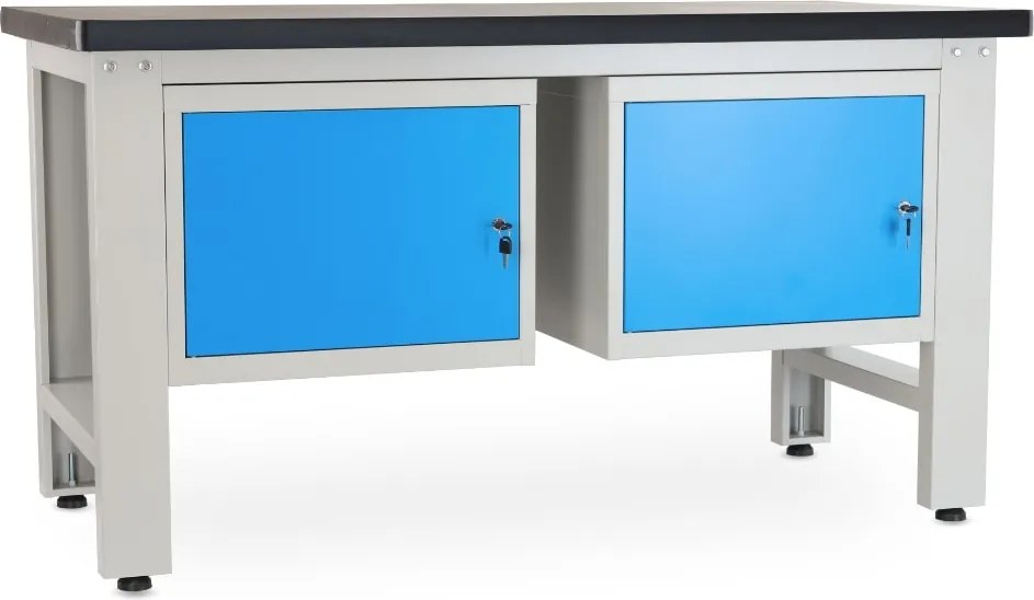 Dílenský stůl Solid MDF-11, 150 cm, 2 závěsné boxy, černá