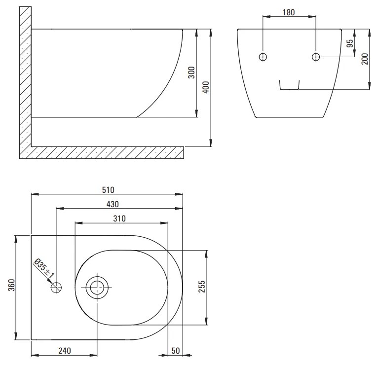 Deante Peonia bidet závěsný, bílá