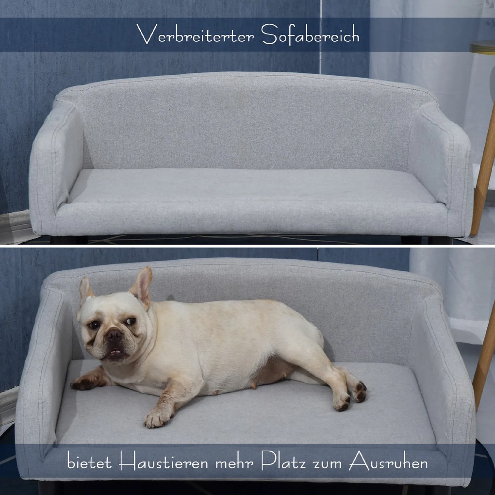 PawHut pohovka pro psy stylová pohovka s potahem a dřevěnými nohami 82x54x36cm pro malé psy a kočky | Aosom.de