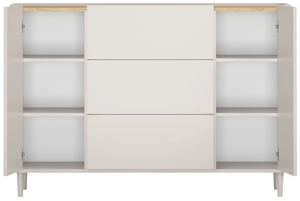 Komoda Elivo 150 cm na nožkách - kašmírová / dub olejovaný