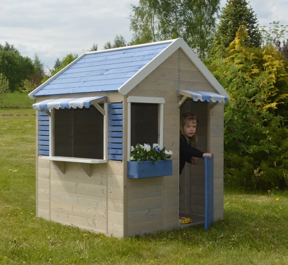 Dětský dřevěný zahradní domeček Maritine House - modrý (Zahradní domeček pro děti)