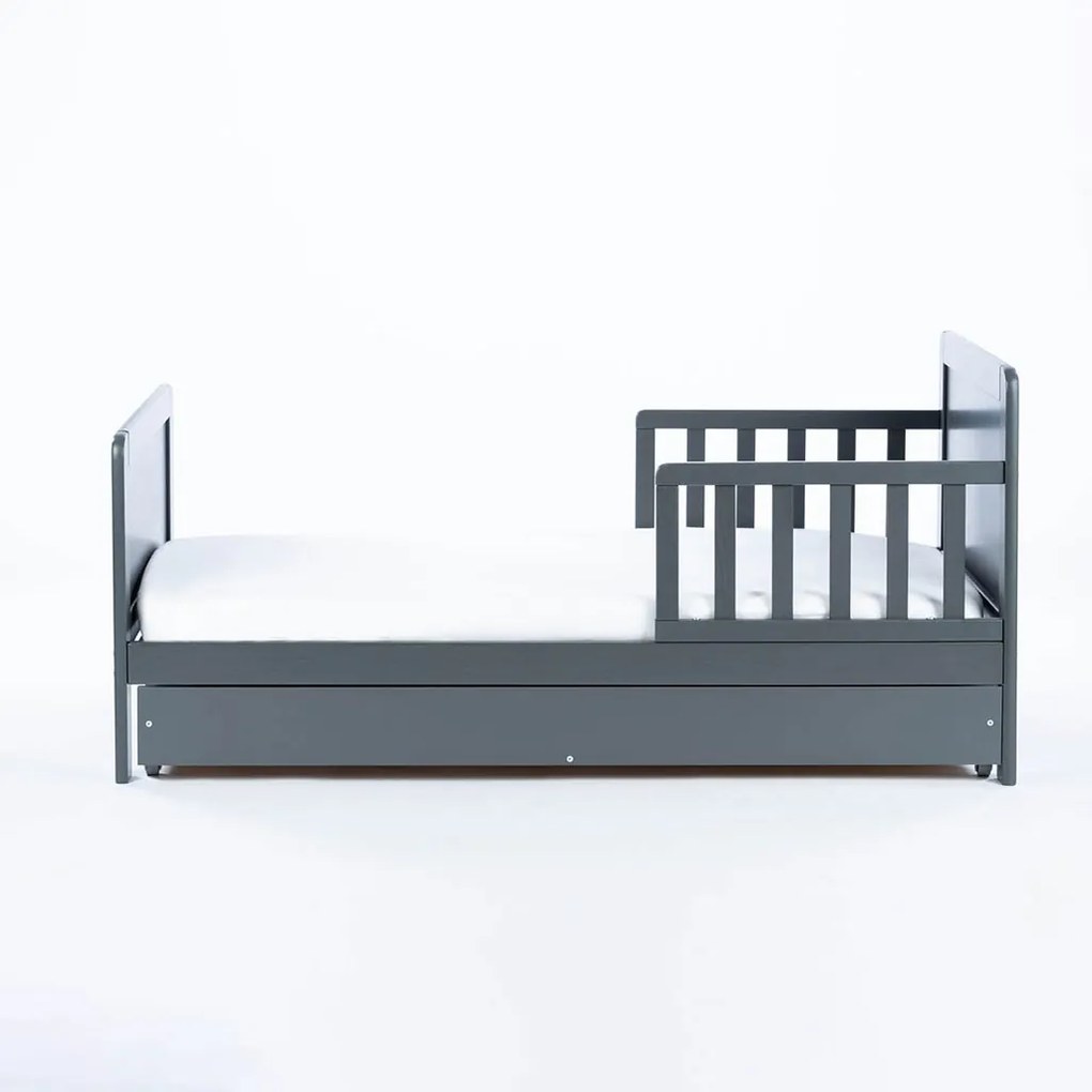 Dětská postel se zábranou a šuplíkem Drewex Olek 140x70 cm grafit