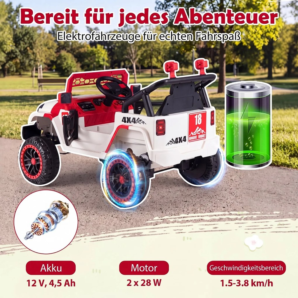 Costway Dětské elektrické autíčko 12 V dětské auto s 2 jízdními režimy