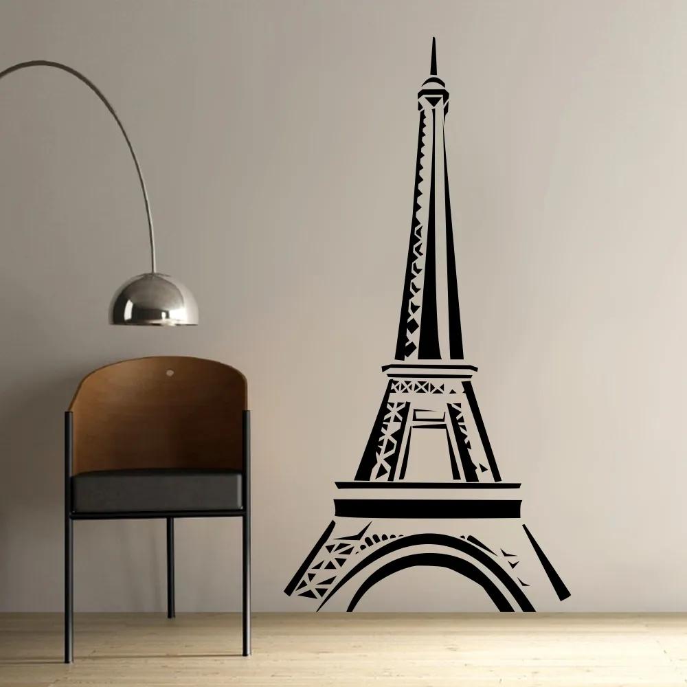 WALLVINIL Samolepky na zeď - Eiffelova věž skica Barva: Hnědá tmavá, Velikost samolepky: 60x29 cm