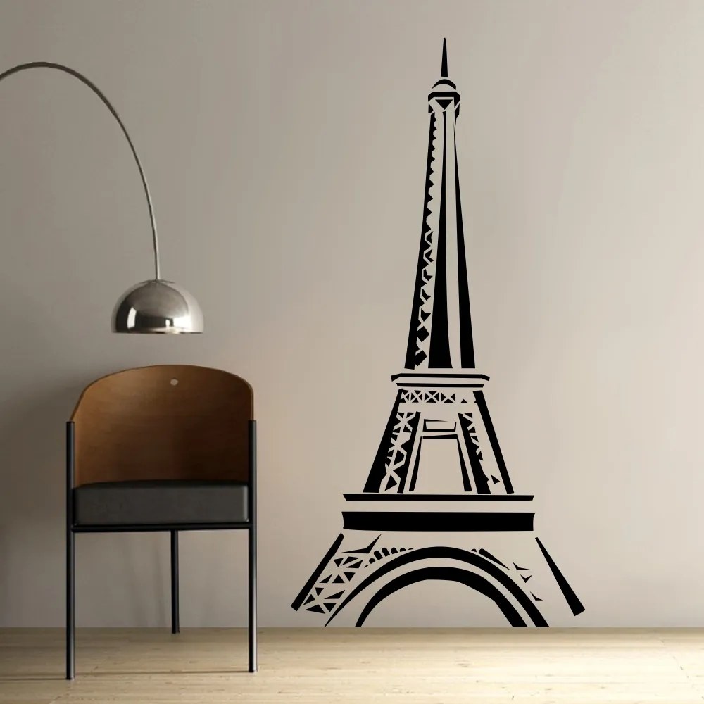 WALLVINIL Samolepky na zeď - Eiffelova věž skica Barva: Šedá tmavá, Velikost samolepky: 190x90 cm