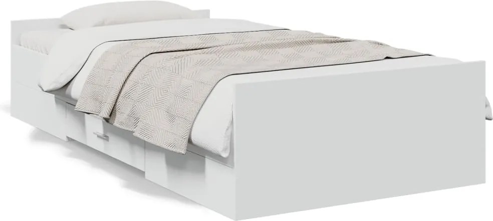 Rám postele se zásuvkami bílý 100 x 200 cm kompozitní dřevo 3280328