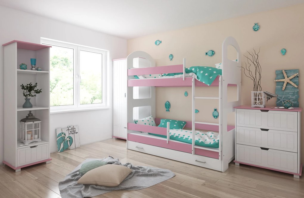 BabyBeds Dětská patrová postel HONZÍK II 180x80 Barevné provedení: Dub, Úložný prostor: Ano, s úložným prostorem