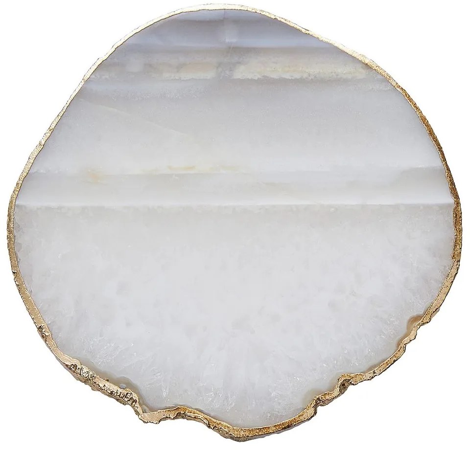 CRYSTAL Podtácek z drahých kamenů 10 cm - bílá