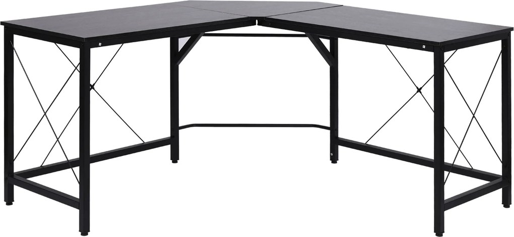 HOMCOM Počítačový Stolek Rohový Stolek L-Shape MDF Černý 150 x 150 x 76 cm | Aosom