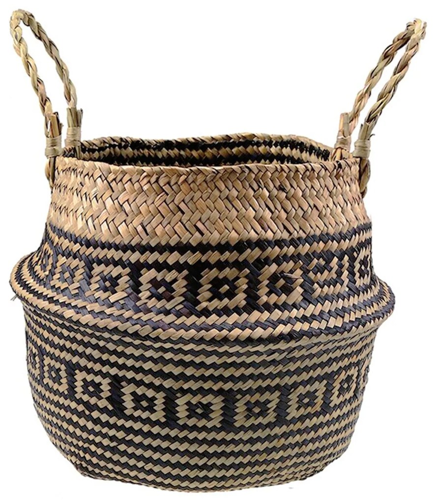 Tutumi, přírodní koš Boho 32x32x28 cm 322177, hnědá-černá, HOM-06662